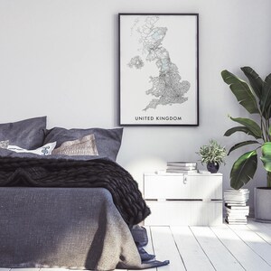 United Kingdom UK Art, Country Road Map Print Wall Art | A4 A3 A2 A1 - Etsy