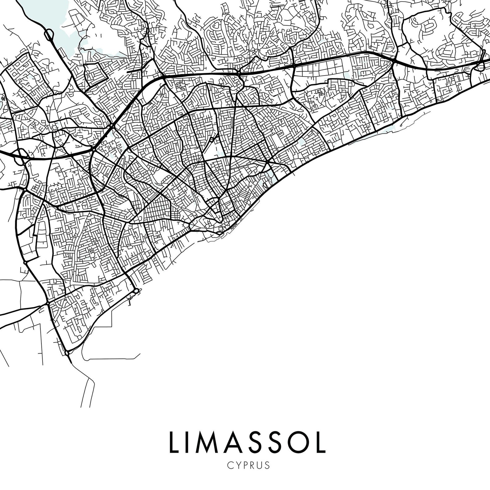Limassol, Cyprus City Map Print Wall Art | Print at Home | Digital ...