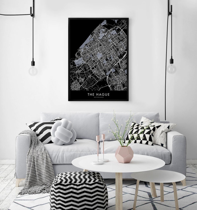 The Hague, Netherlands City Map Print Wall Art Poster | A4 A3 A2 - Etsy