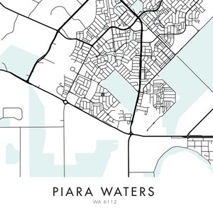 Piara Waters, Perth City Map Print Wall Art | Print at Home | Digital ...