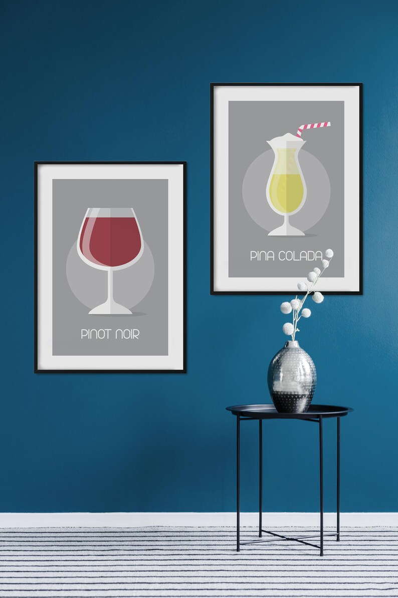 Pinot Noir Wine Illustrative Print Wall Art | 4x6 5x7 A4 A3 A2 A1 - Etsy