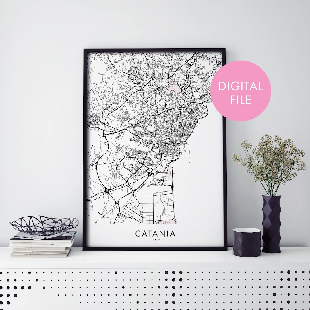 Catania, Sicily, Italy City Map Print Wall Art | Print at Home ...