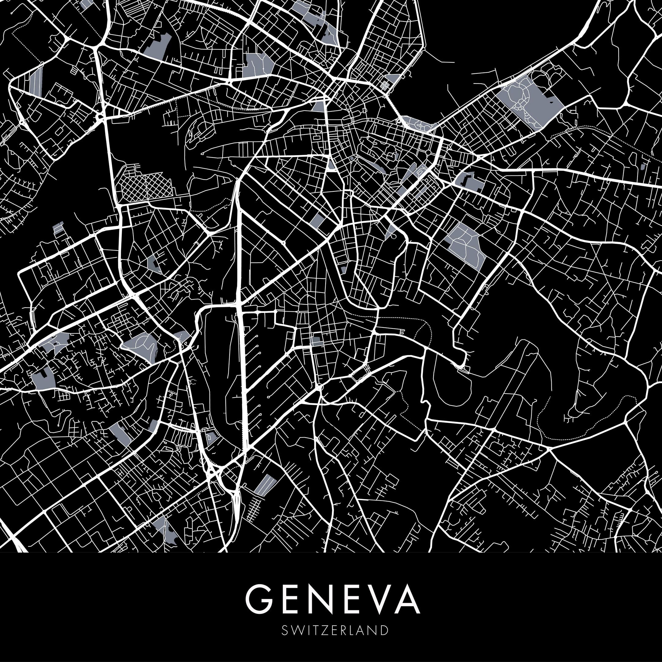 Ginebra Suiza Mapa de la ciudad Print Wall Art / Print At - Etsy México