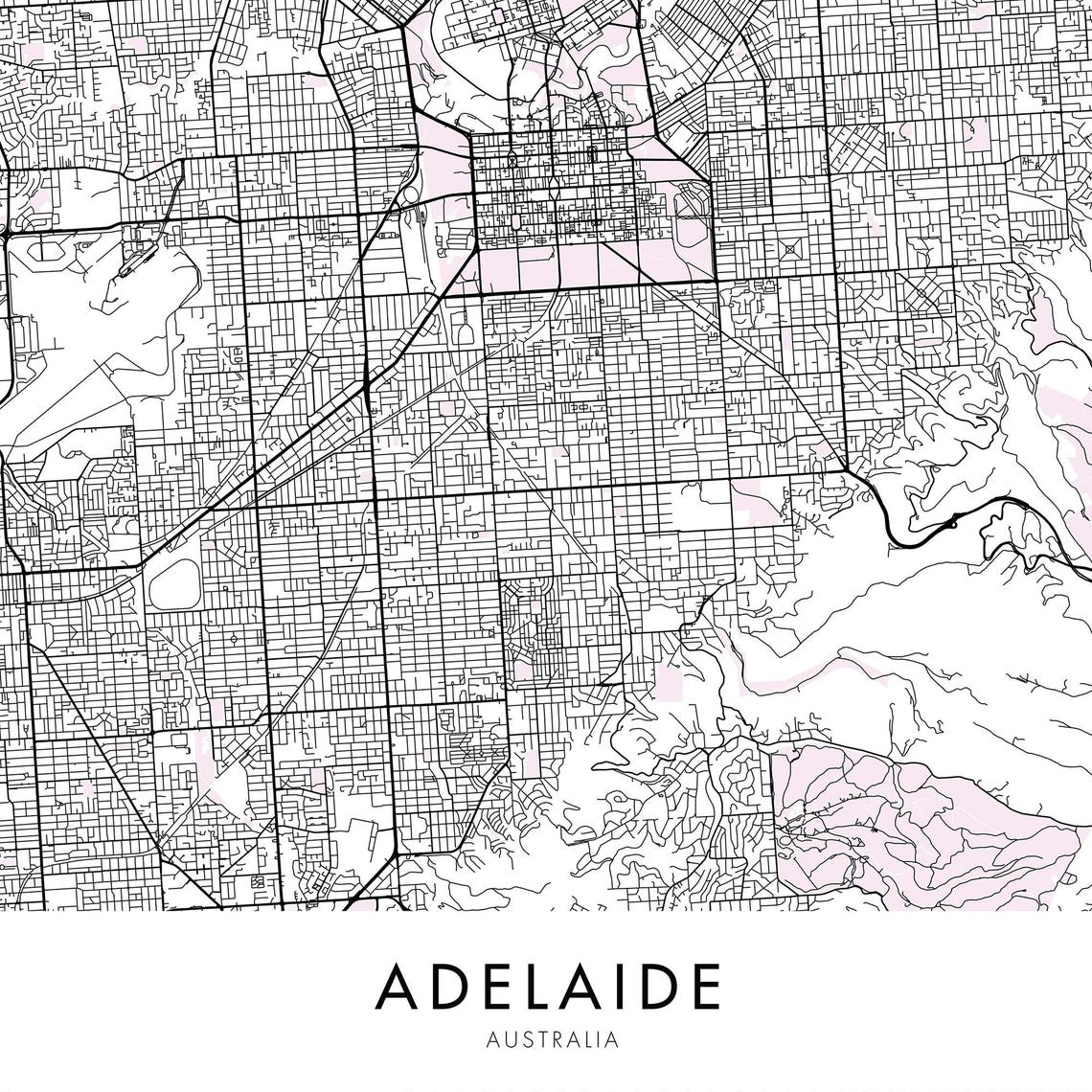 Adelaide, Australia City Map Print Wall Art | Print at Home | Digital ...