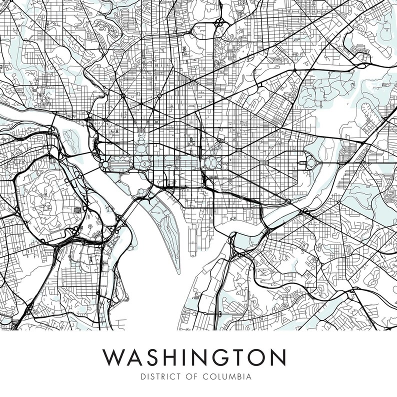 Washington DC City Map Print Wall Art Print at Home | Etsy