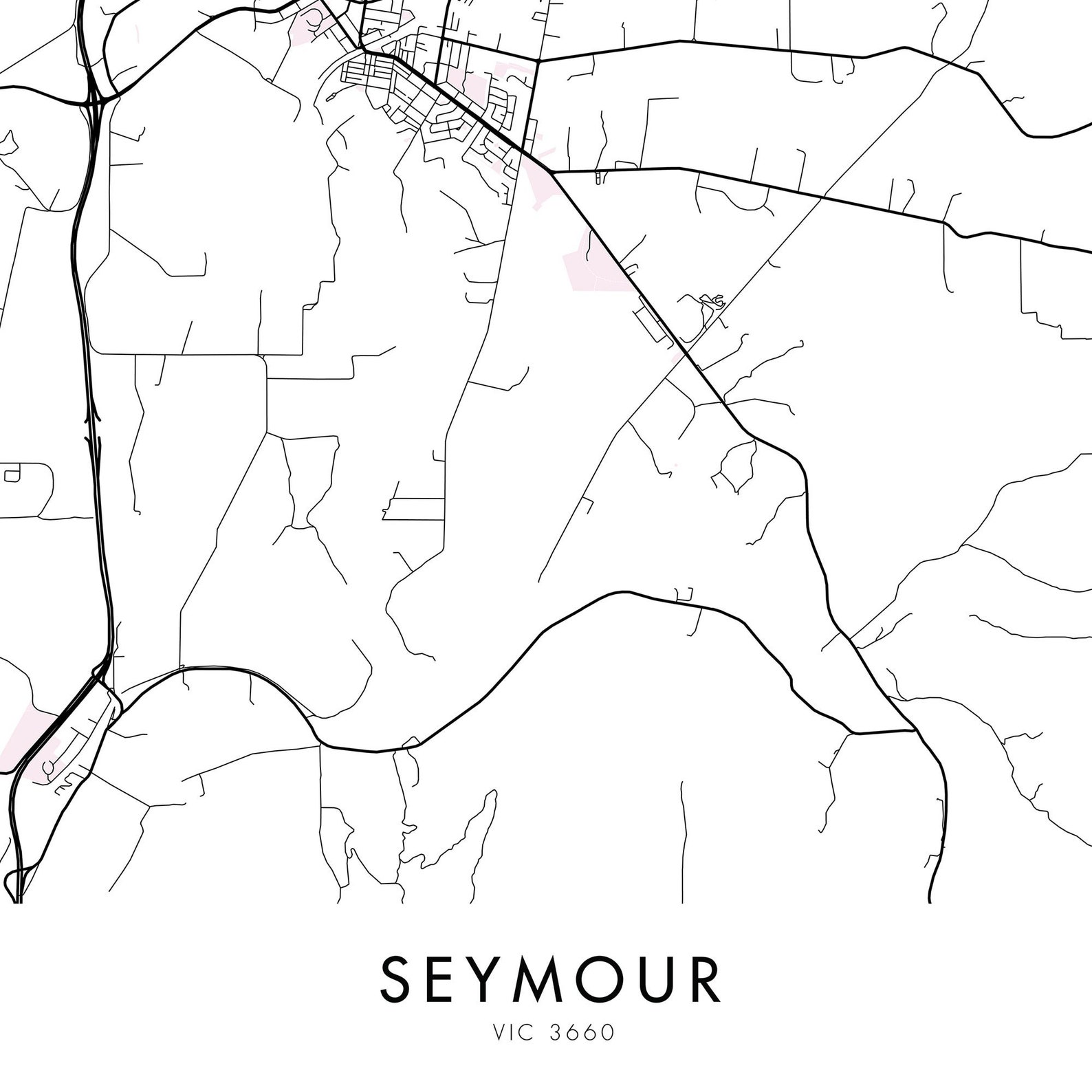 Seymour, Victoria, Australia Arte, City Map Print Wall Art / A4 A3 A2 ...