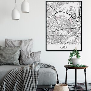 Glebe, Sydney, Australia Art, City Map Print Wall Art | A4 A3 A2 A1 ...