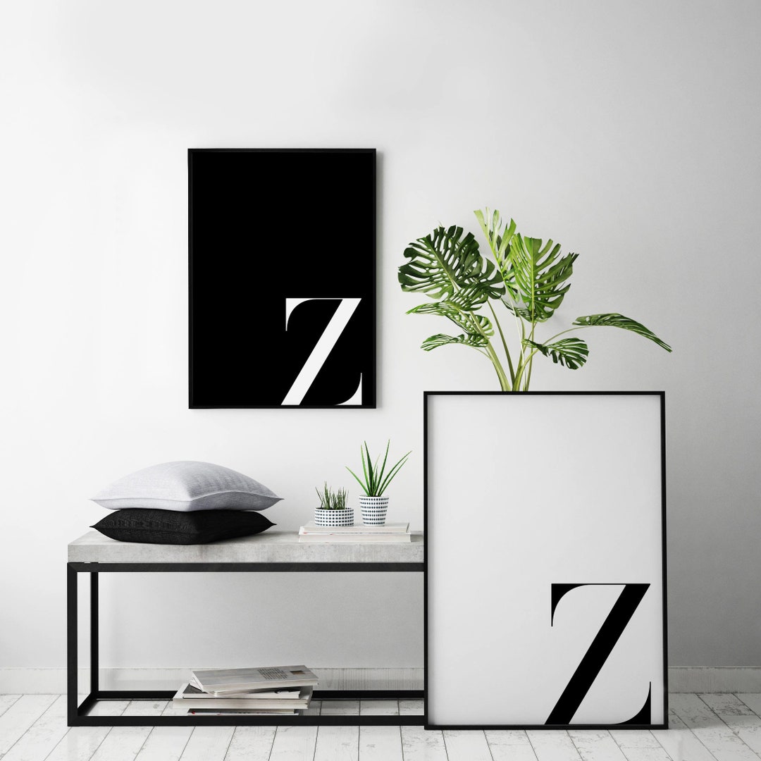 2 X Letter Z Black & White Poster Prints | Print at Home | Digital ...