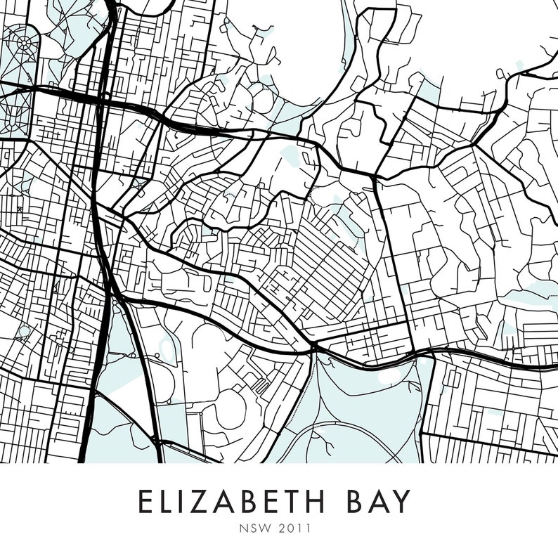 Elizabeth Bay Sydney Australia City Map Print Wall Art - Etsy