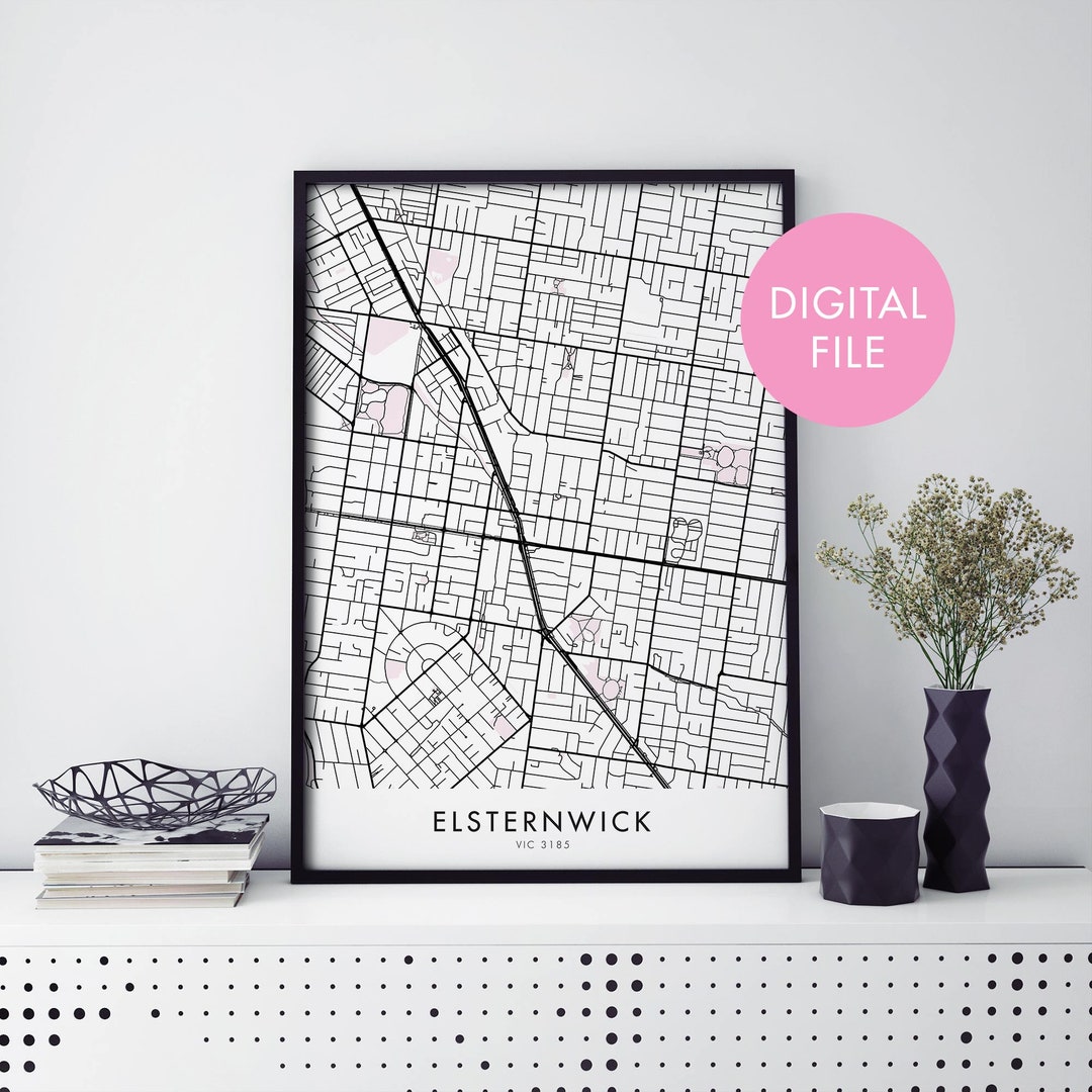 Elsternwick, Melbourne City Map Print Wall Art Print at Home Digital ...