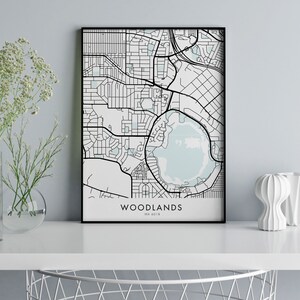 Woodlands, Perth Australia Art, City Map Print Wall Art | A4 A3 A2 A1 ...