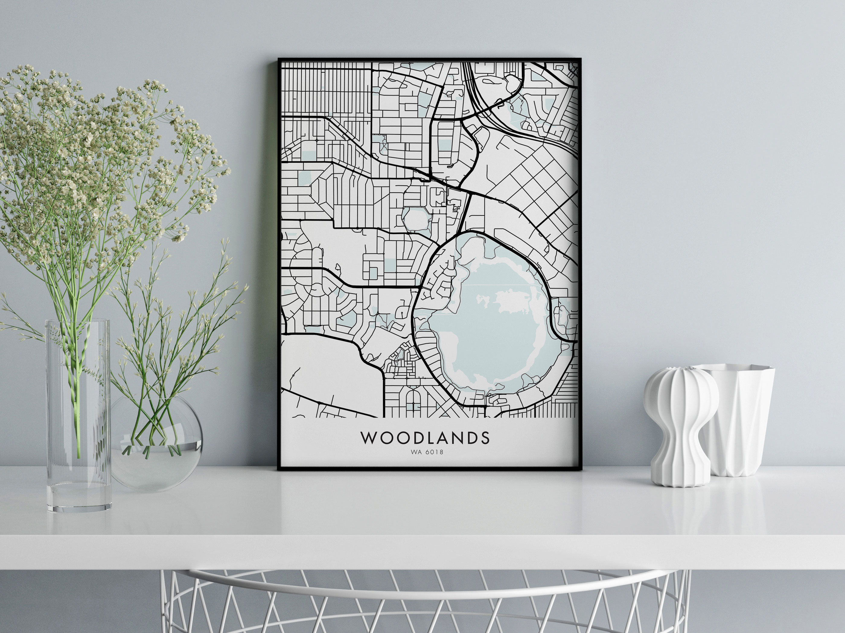 Woodlands Perth Australia Art City Map Print Wall Art A4 | Etsy