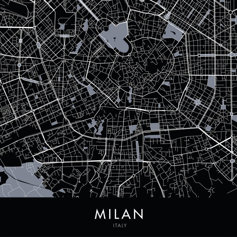 Milan Italy Art City Map Print Wall Art A4 A3 A2 A1 - Etsy