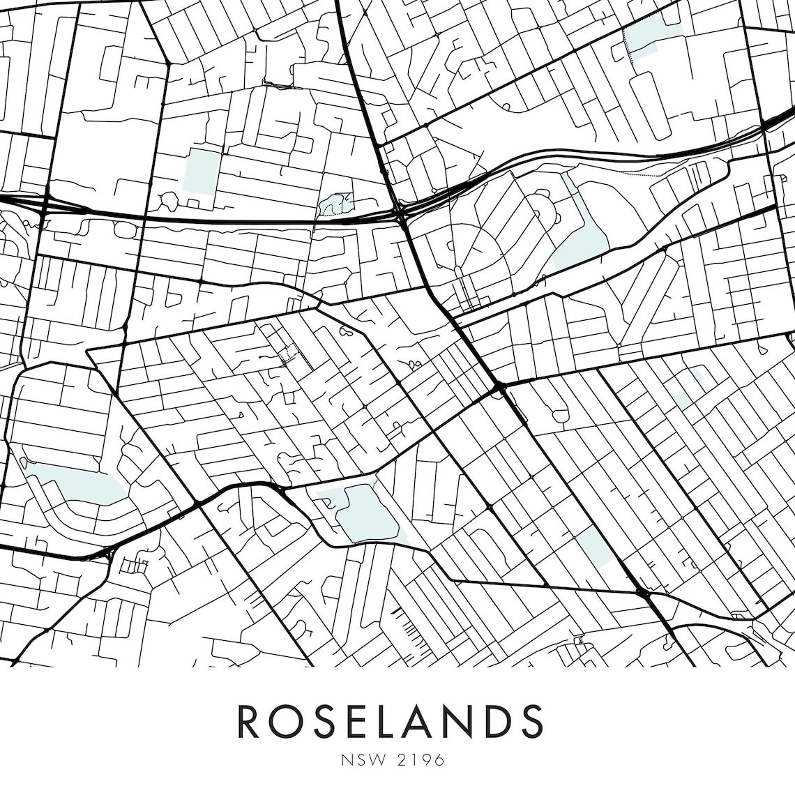 Roselands, Sydney, Australia Art, City Map Print Wall Art | A4 A3 A2 A1 ...