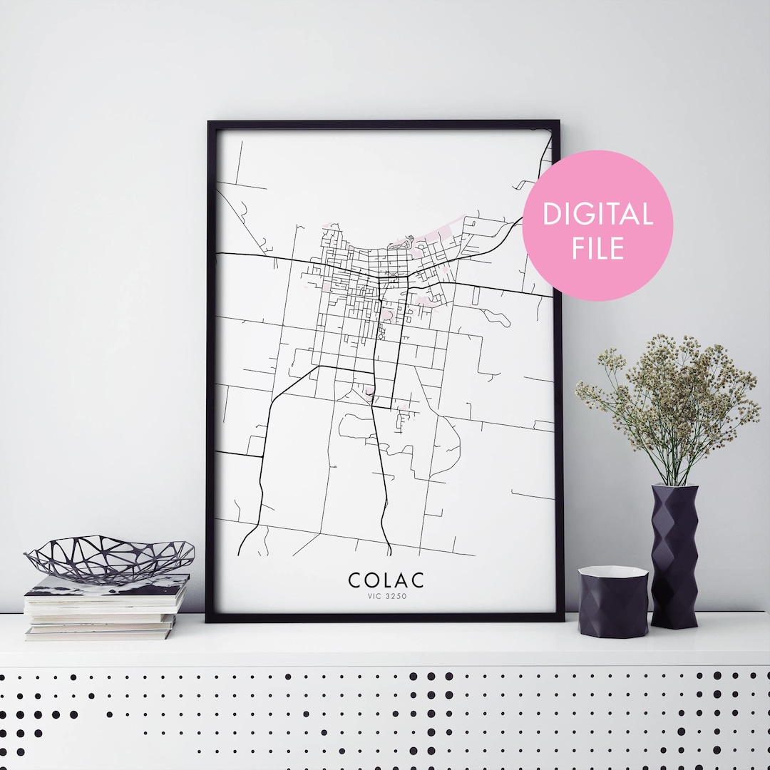 Colac, Victoria, Australia City Map Print Wall Art | Print at Home ...