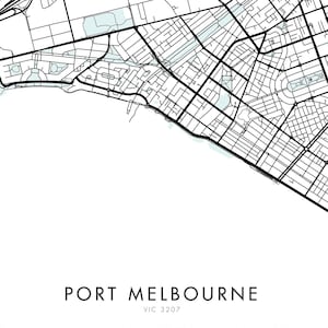 Port Melbourne Art, City Map Print Wall Art | A4 A3 A2 A1 - Etsy