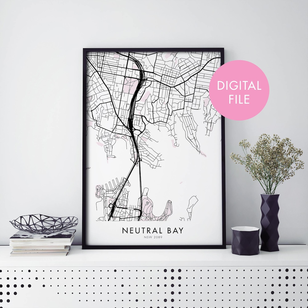 Neutral Bay, Sydney, Australia City Map Print Wall Art | Print at Home ...