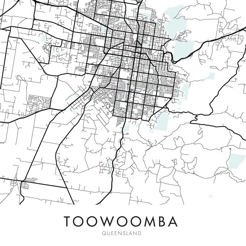Toowoomba Queensland Australia City Map Print Wall Art | Etsy