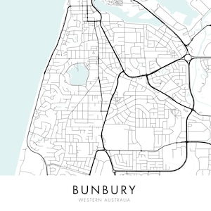Bunbury, Western Australia Art, City Map Print Wall Art A4 A3 A2 A1 - Etsy