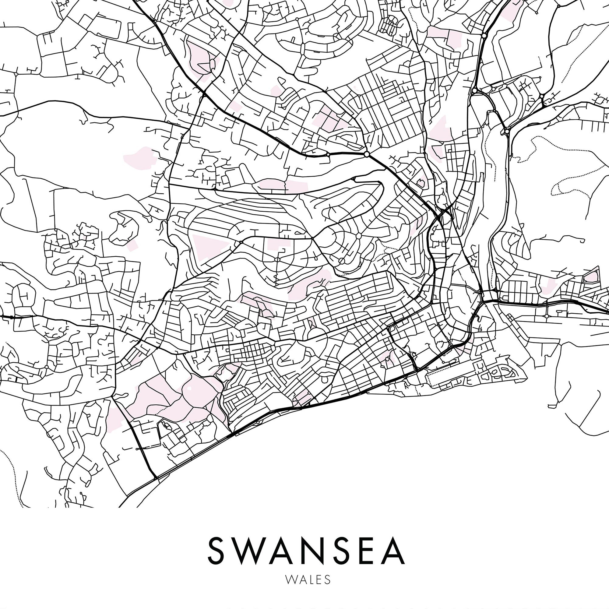 Swansea Wales City Map Print Wall Art Poster Print at Home | Etsy