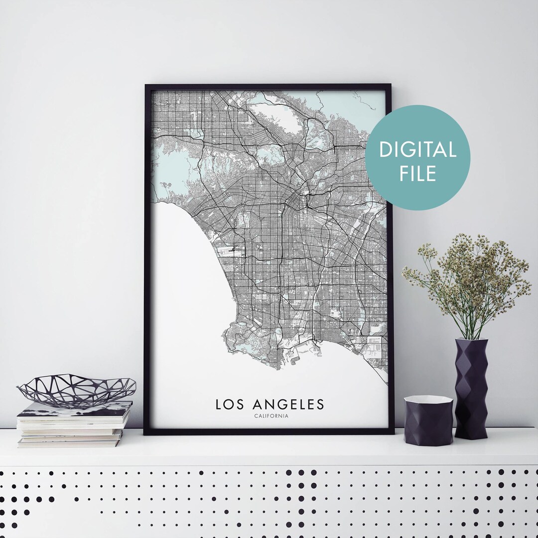 Los Angeles, California Art, City Map Print Wall Art | Print at Home ...