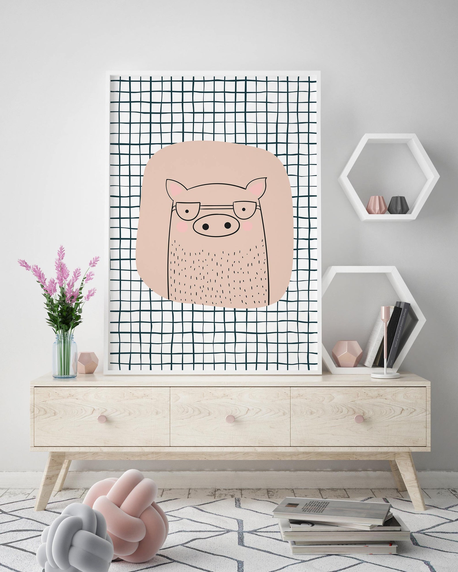 Pig Poster Print Wall Art Childrens Kids Boys Girls Nursery - Etsy