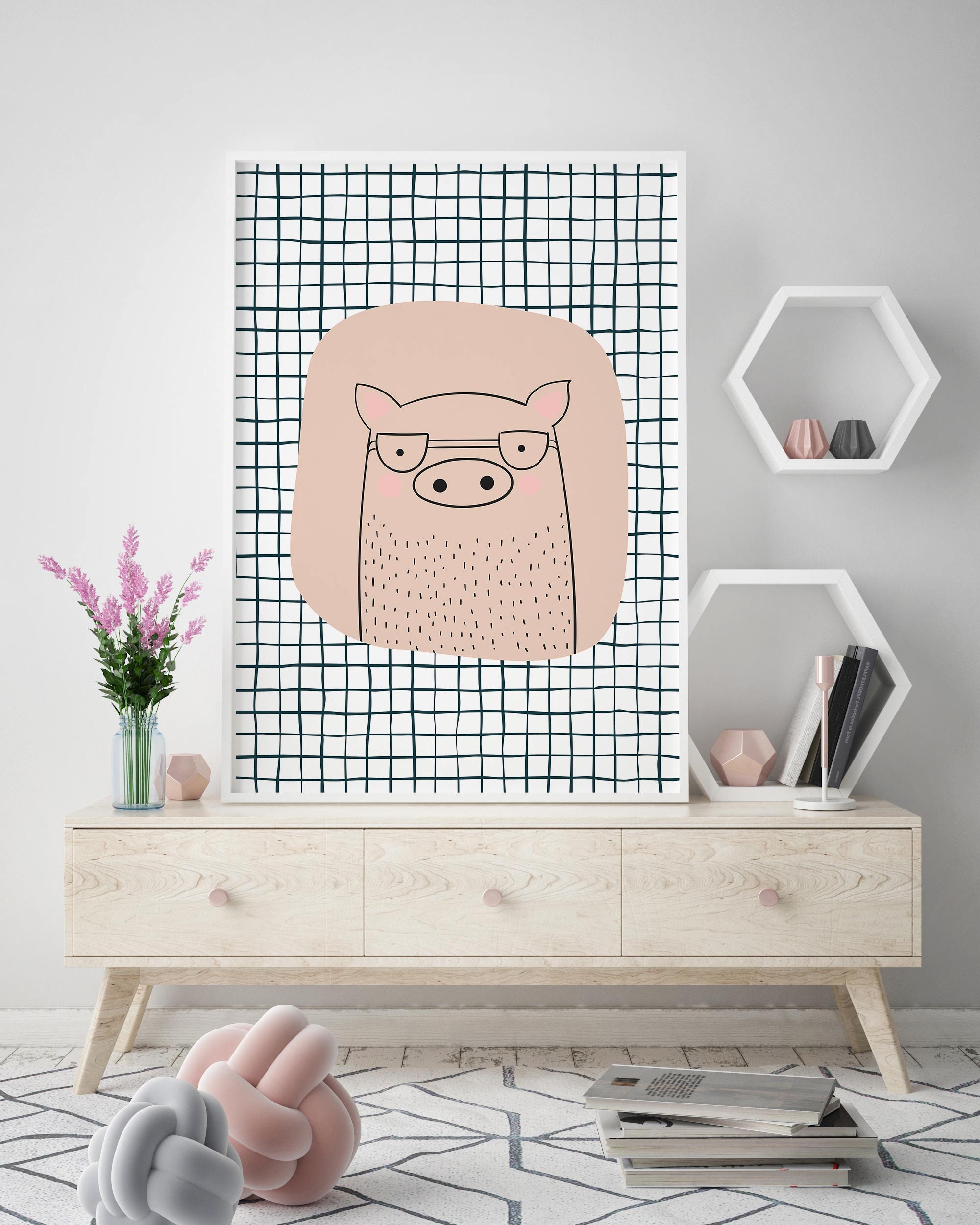 Pig Poster Print Wall Art Childrens Kids Boys Girls Nursery - Etsy
