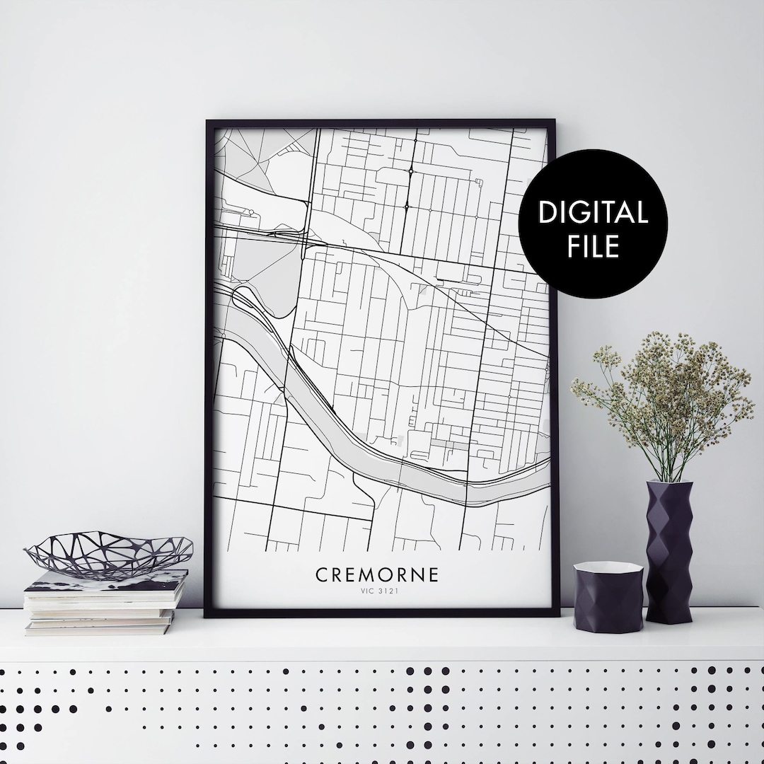 Cremorne, Melbourne City Map Print Wall Art / Print At Home / Digital ...