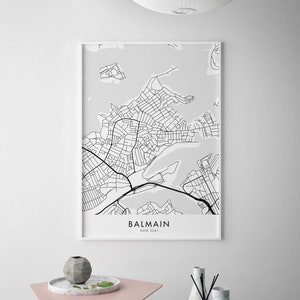 Balmain, Sydney, Australia Art, City Map Print Wall Art | A4 A3 A2 A1 ...