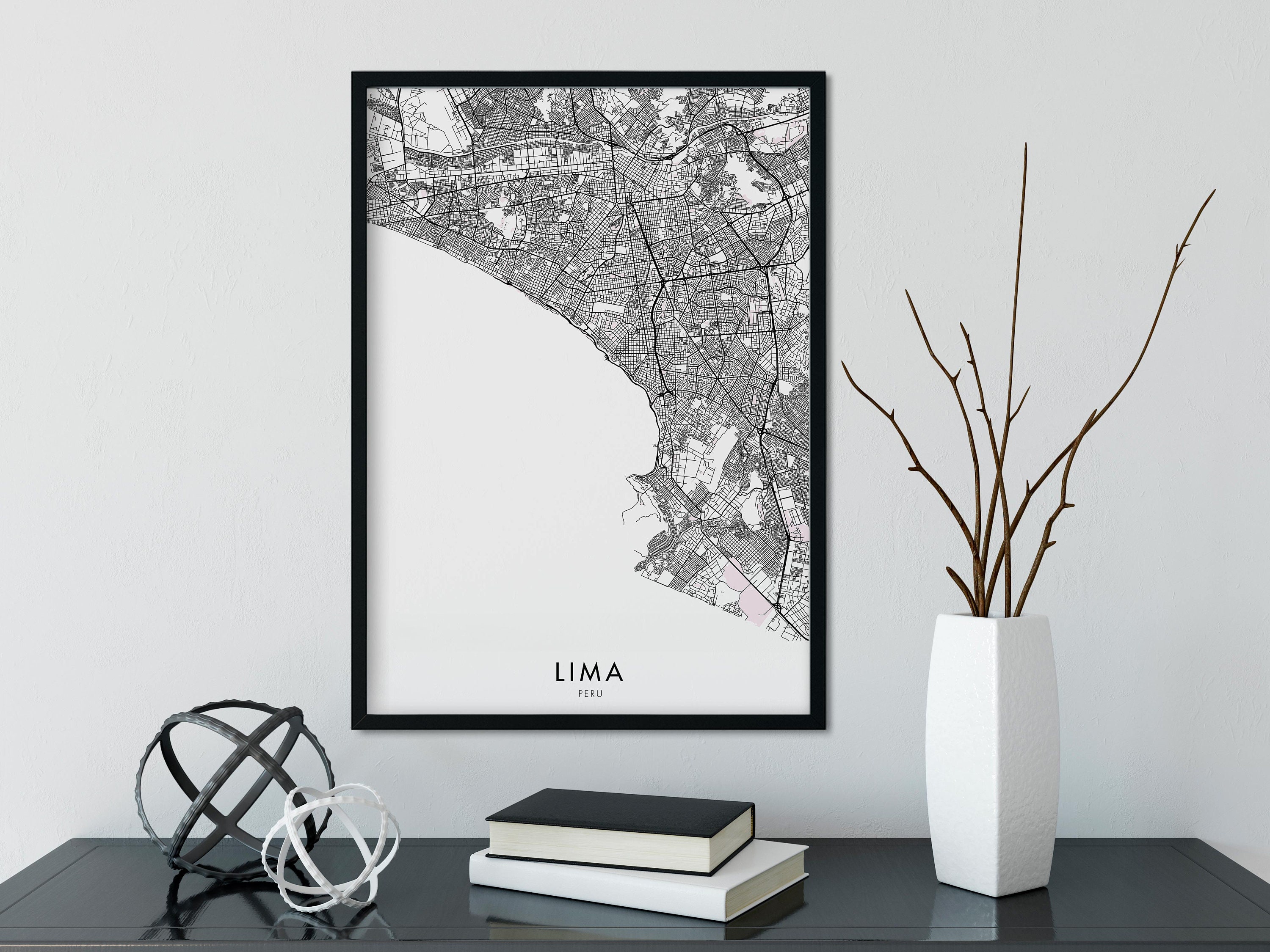 Lima, Peru City Map Print Wall Art Poster | A4 A3 A2 A1 - Etsy