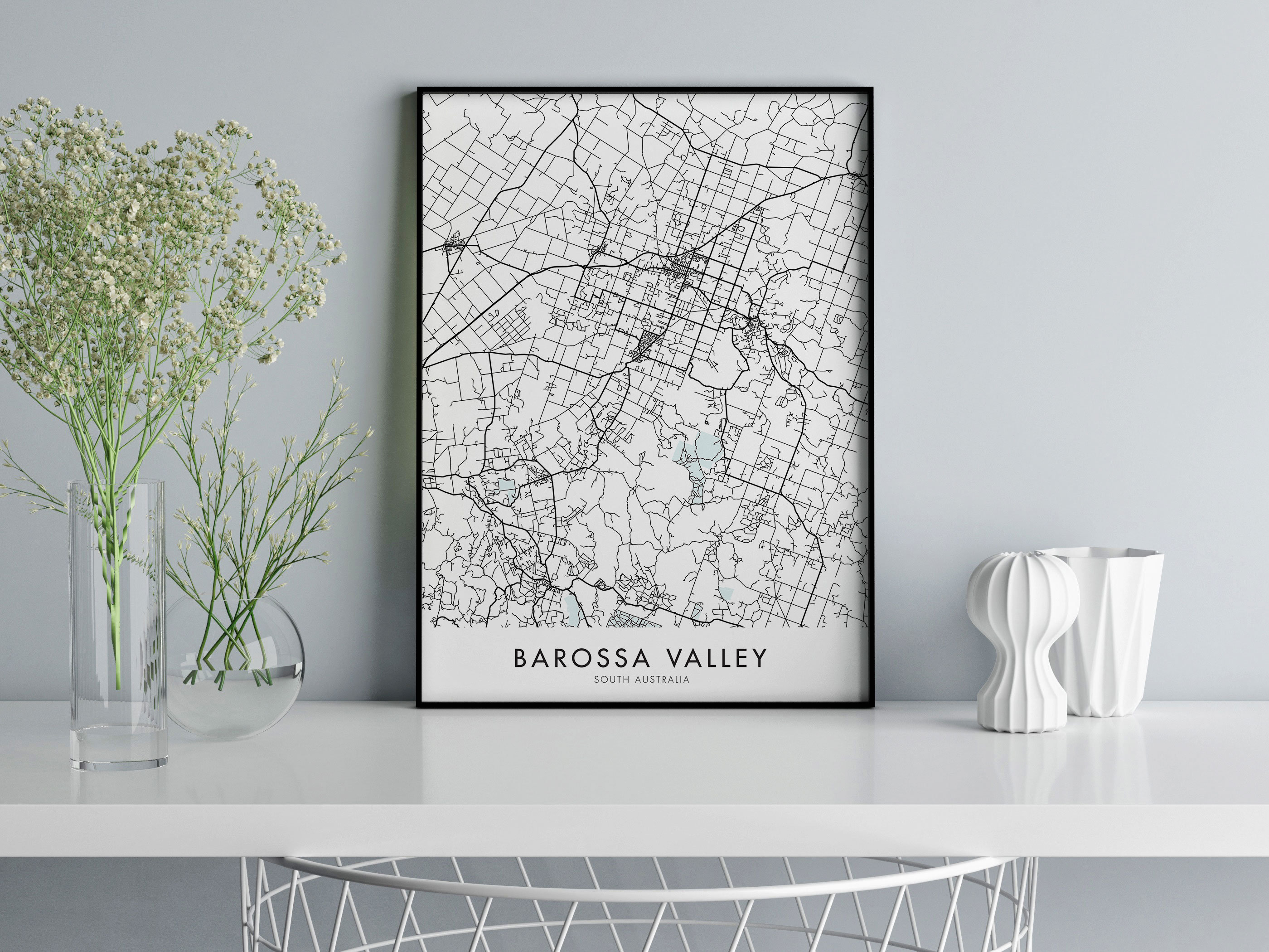 Barossa Valley, Adelaide, South Australia City Map Print Wall Art ...