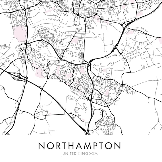 Northampton Map Poster Digital Map Print Northampton England Map Print ...