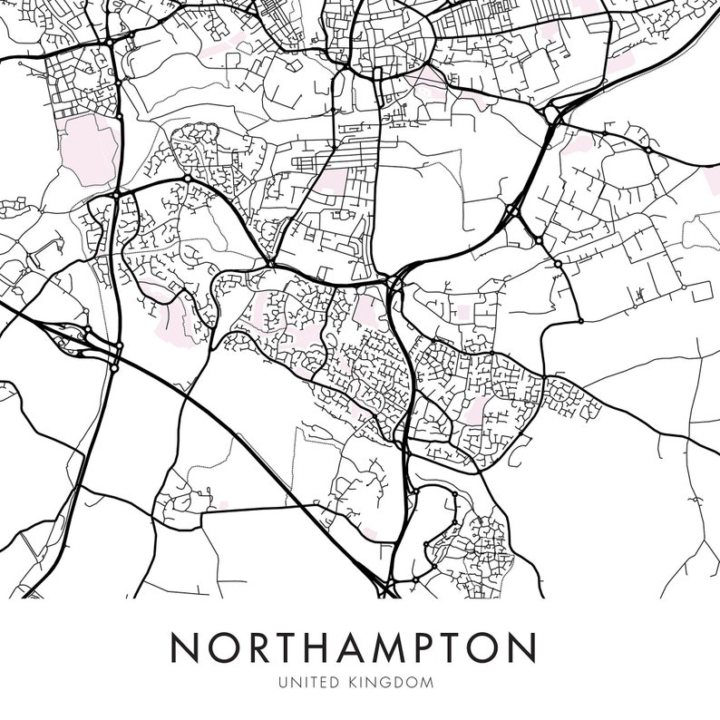 Northampton England UK City Map Print Wall Art Print At | Etsy