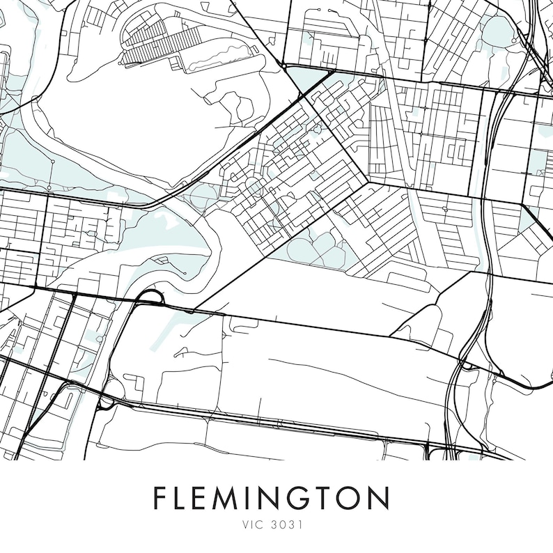 Flemington, Melbourne City Map Print Wall Art | Print at Home | Digital ...