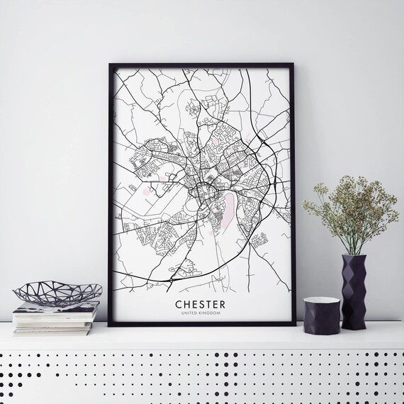 Chester Inglaterra Mapa de la ciudad del Reino Unido Imprimir - Etsy España