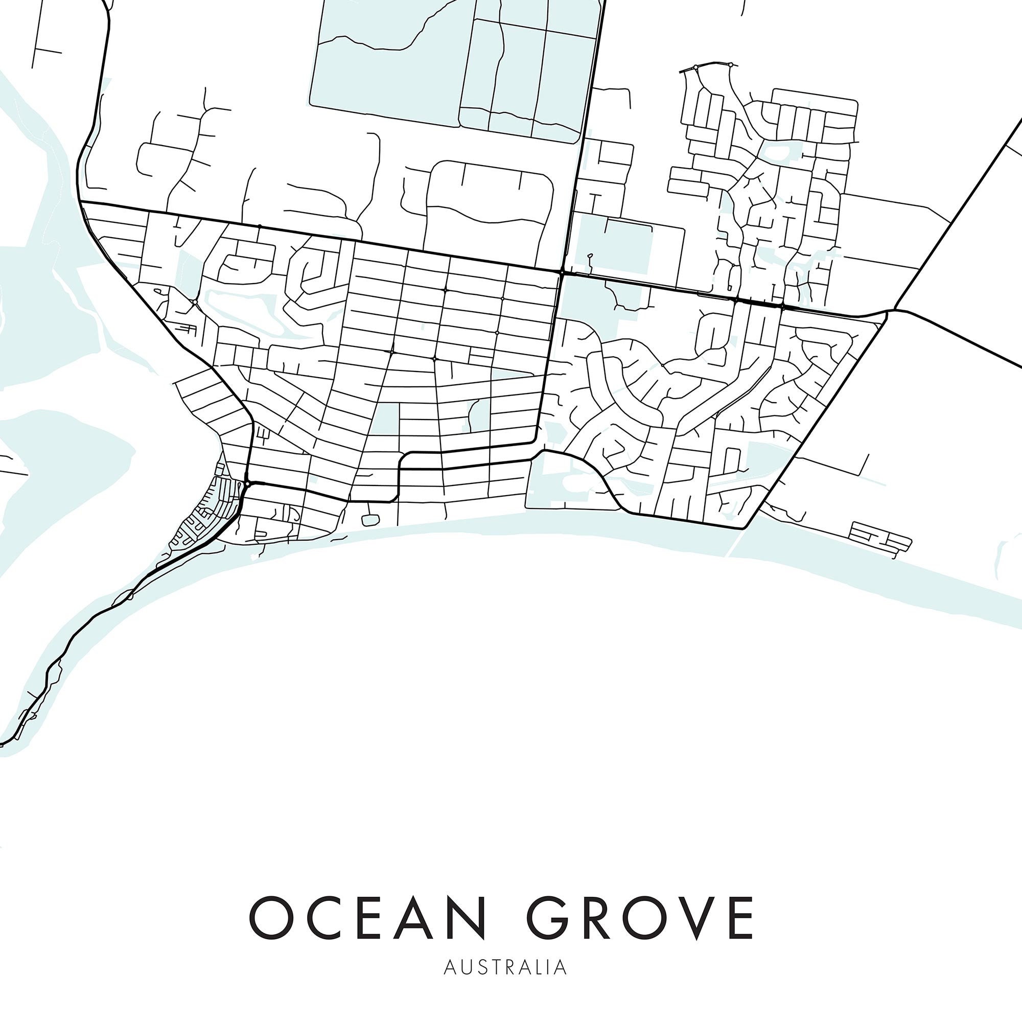 Ocean Grove Victoria Australia Mapa de la ciudad Imprimir | Etsy