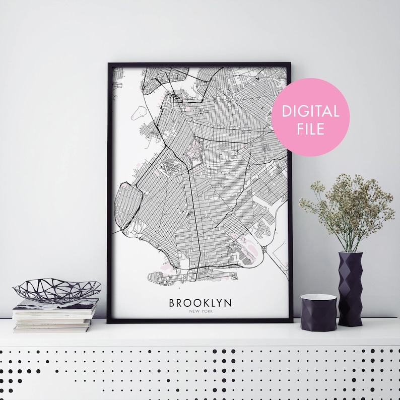 Brooklyn New York City Map Print Wall Art Print at Home - Etsy