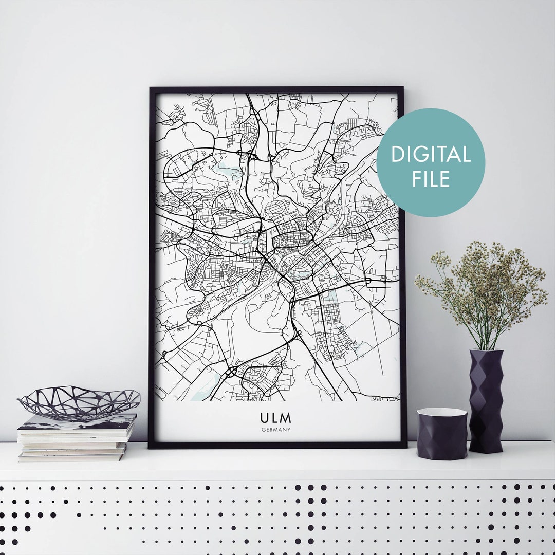 Ulm, Germany City Map Print Wall Art | Print at Home | Digital Download ...