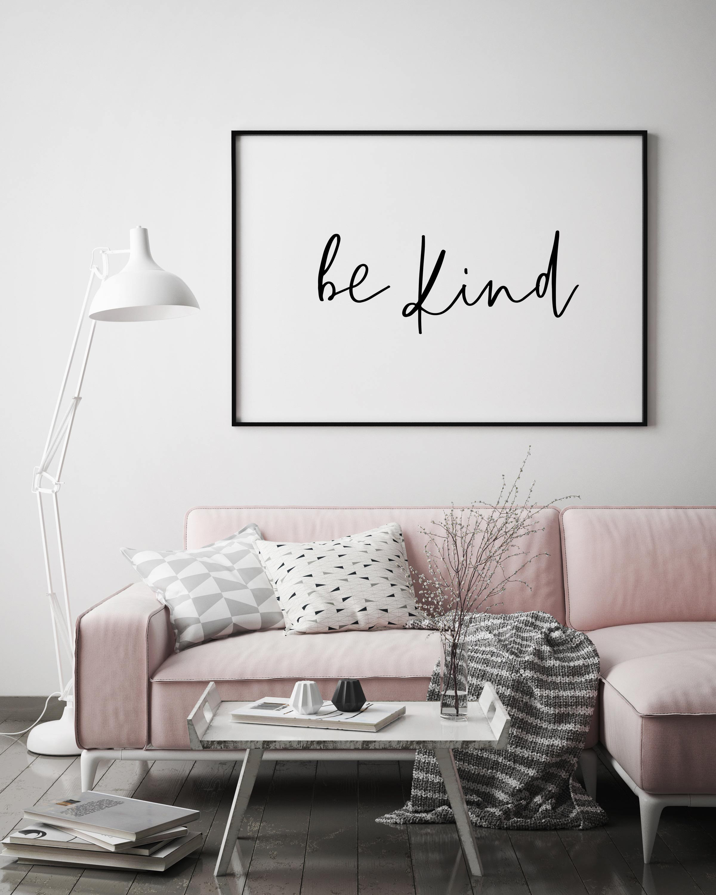 Be Kind Black & White Text Poster Print Wall Art | Print at Home ...