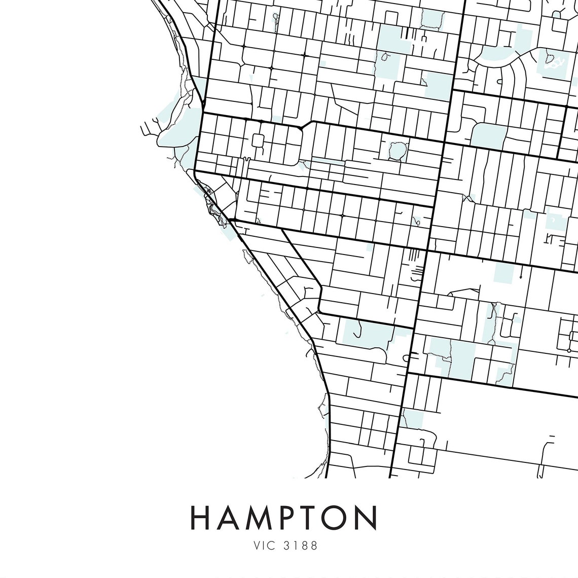 Hampton Melbourne City Map Print Wall Art Print At Home | Etsy