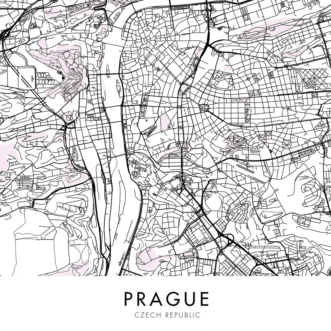 Prague Czech Republic City Map Print Wall Art Print at Home | Etsy