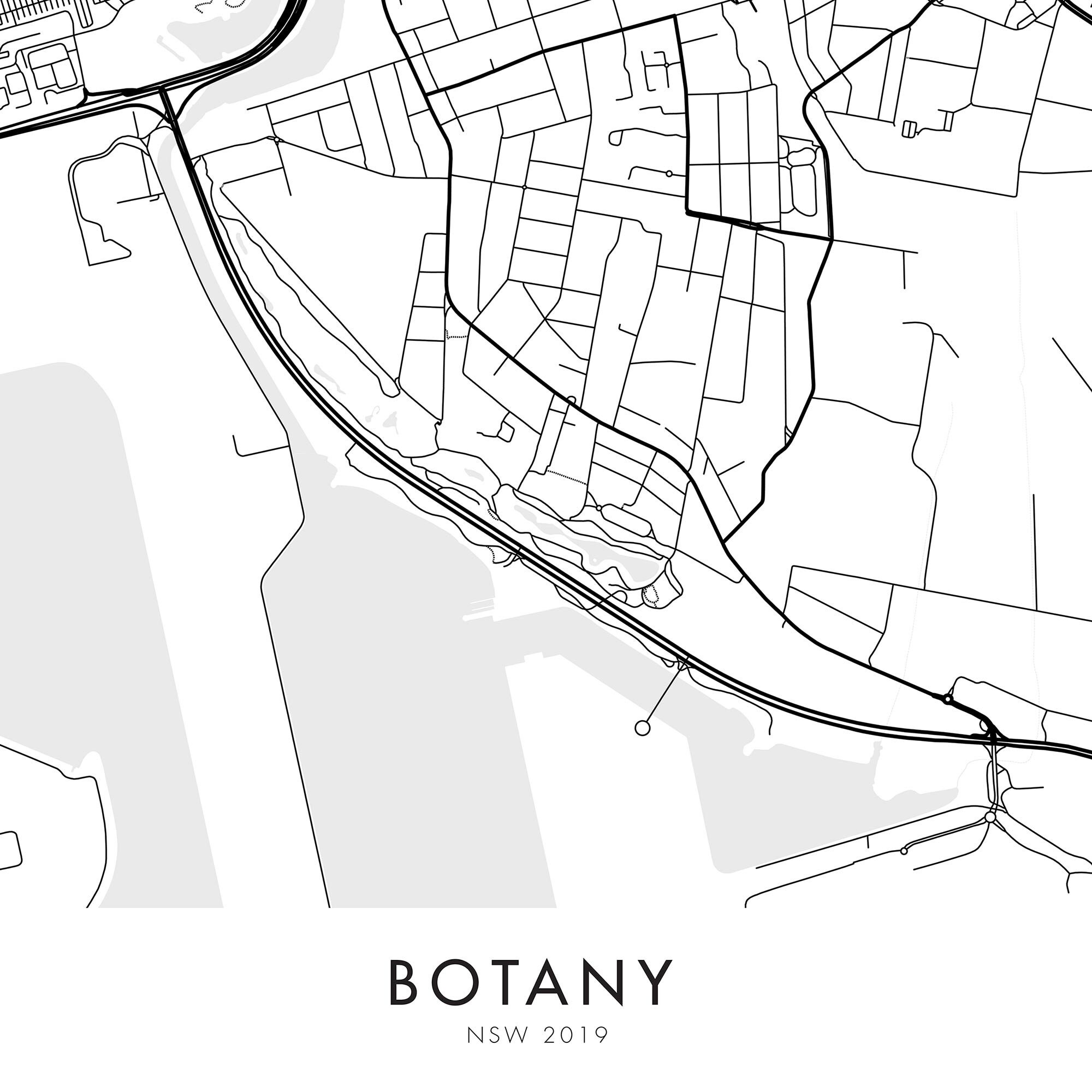 Botany Sydney Australia Art City Map Print Wall Art A4 A3 - Etsy