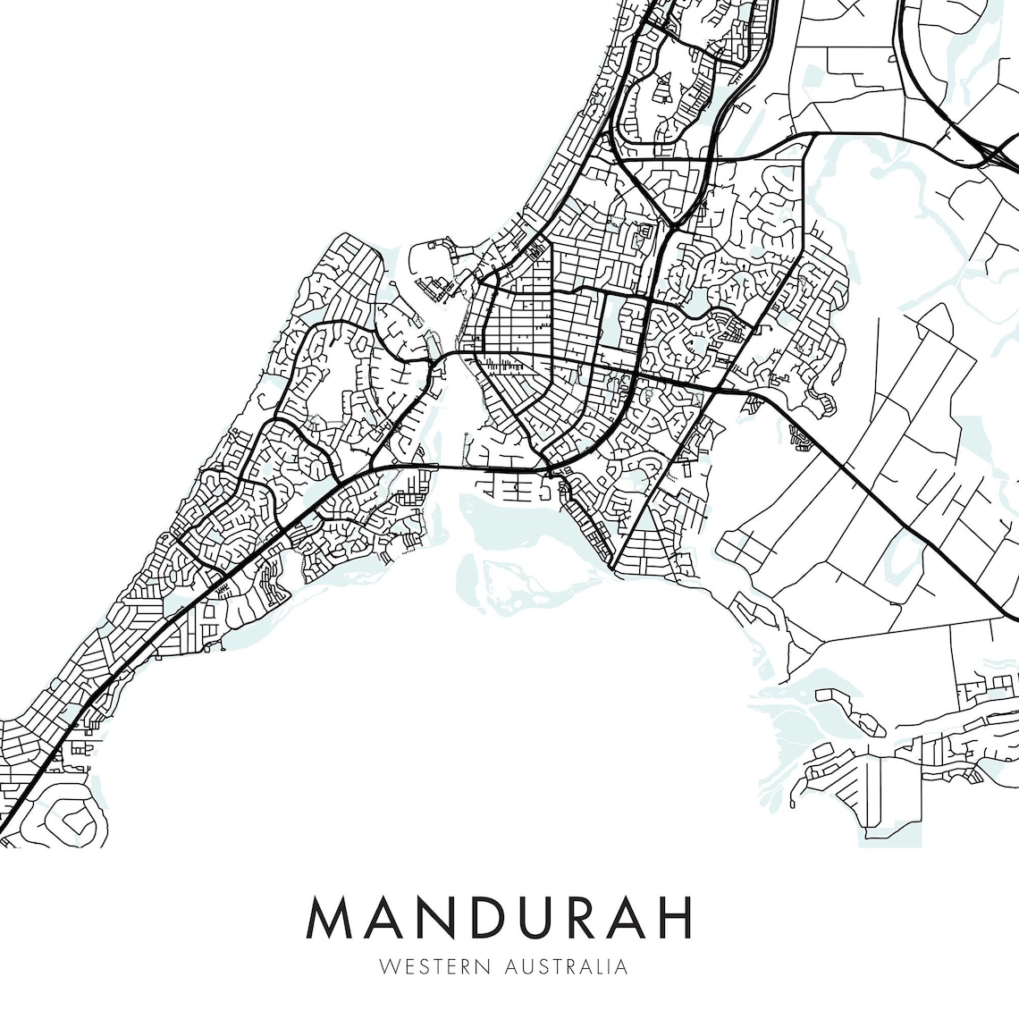 Mandurah Western Australia Australia Art City Map Print - Etsy