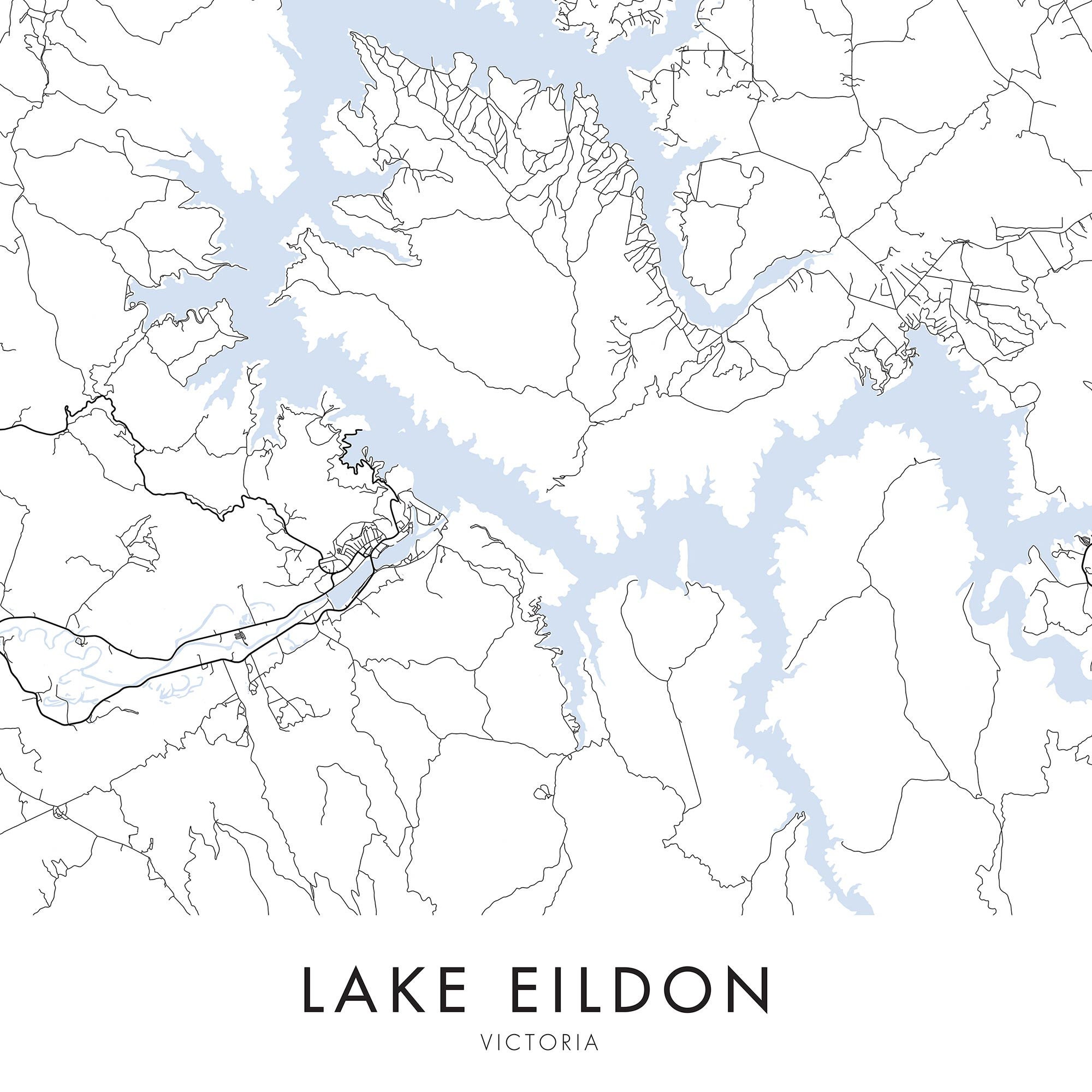 Lake Eildon, Victoria, Australia City Map Print Wall Art | Print at ...