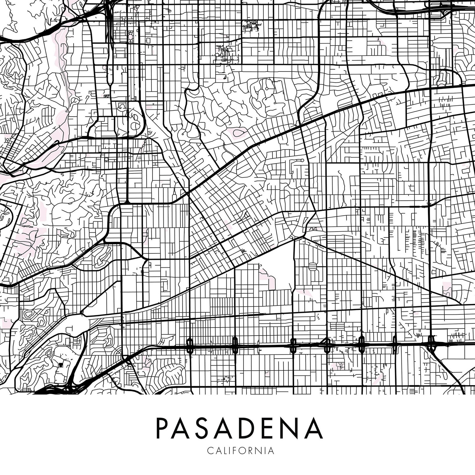 Pasadena California Art City Map Print Wall Art A4 A3 A2 - Etsy