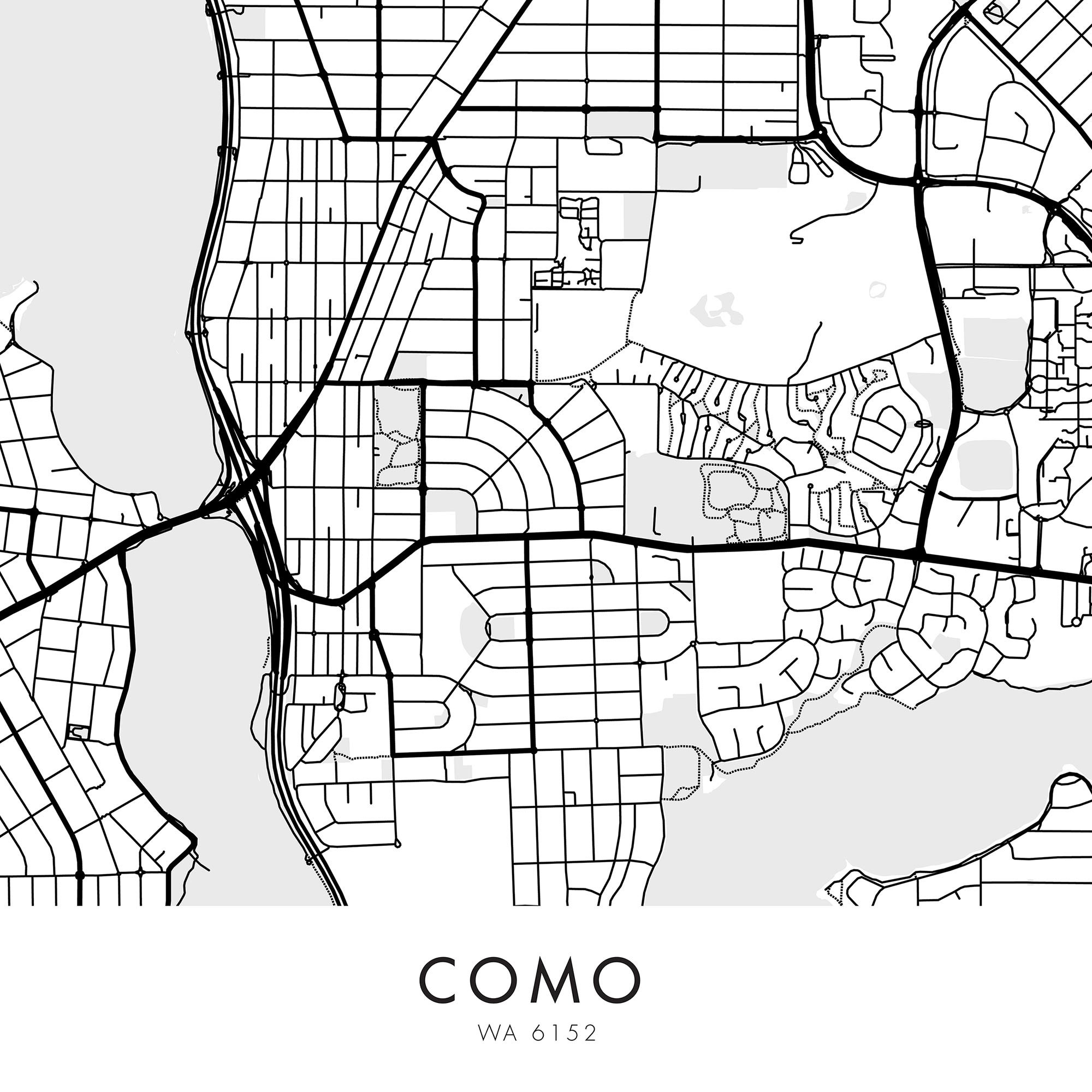 Como Perth Australia Art City Map Print Wall Art A4 A3 A2 - Etsy Australia