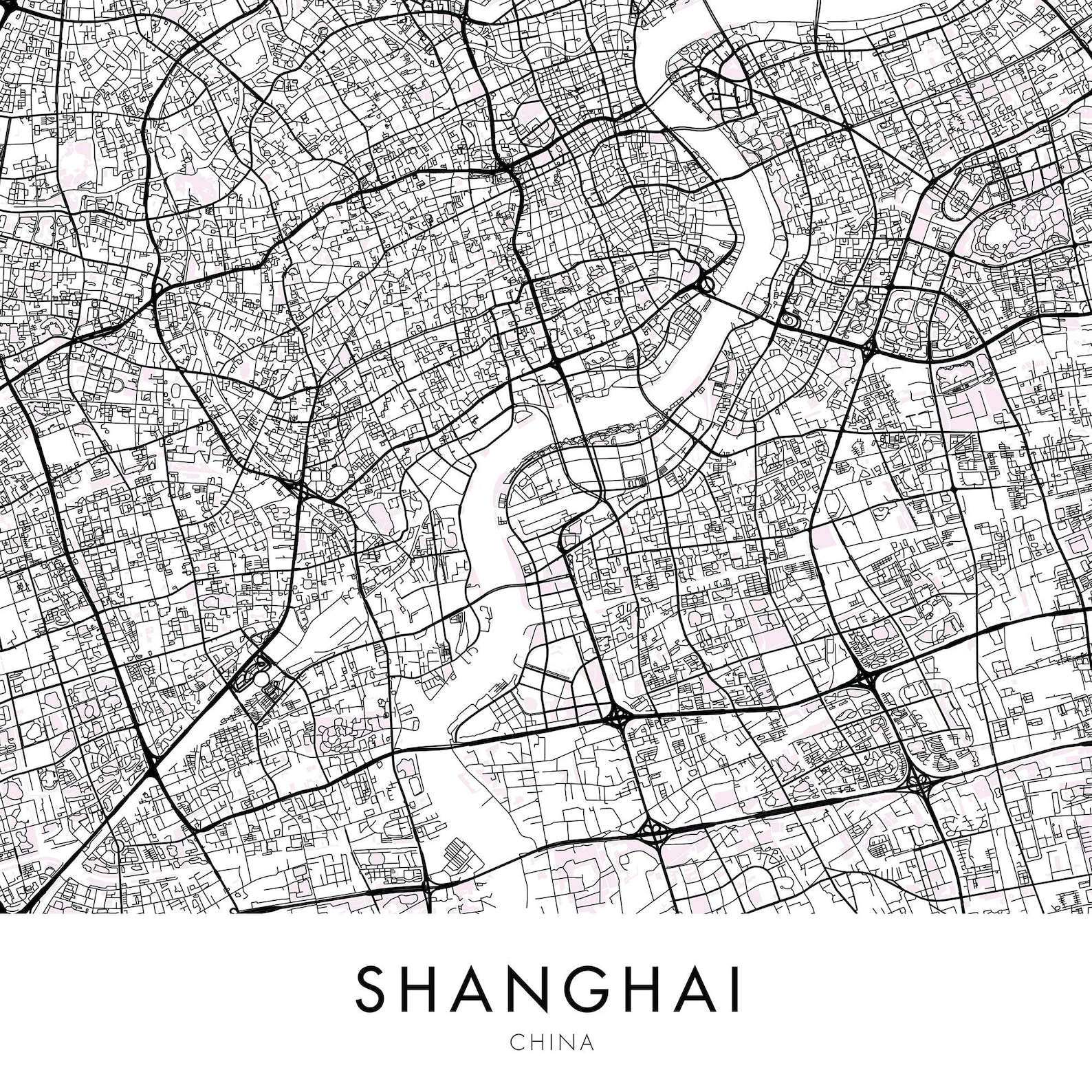 Shanghai Cina Mappa della città Stampa Arte murale / Stampa a - Etsy Italia