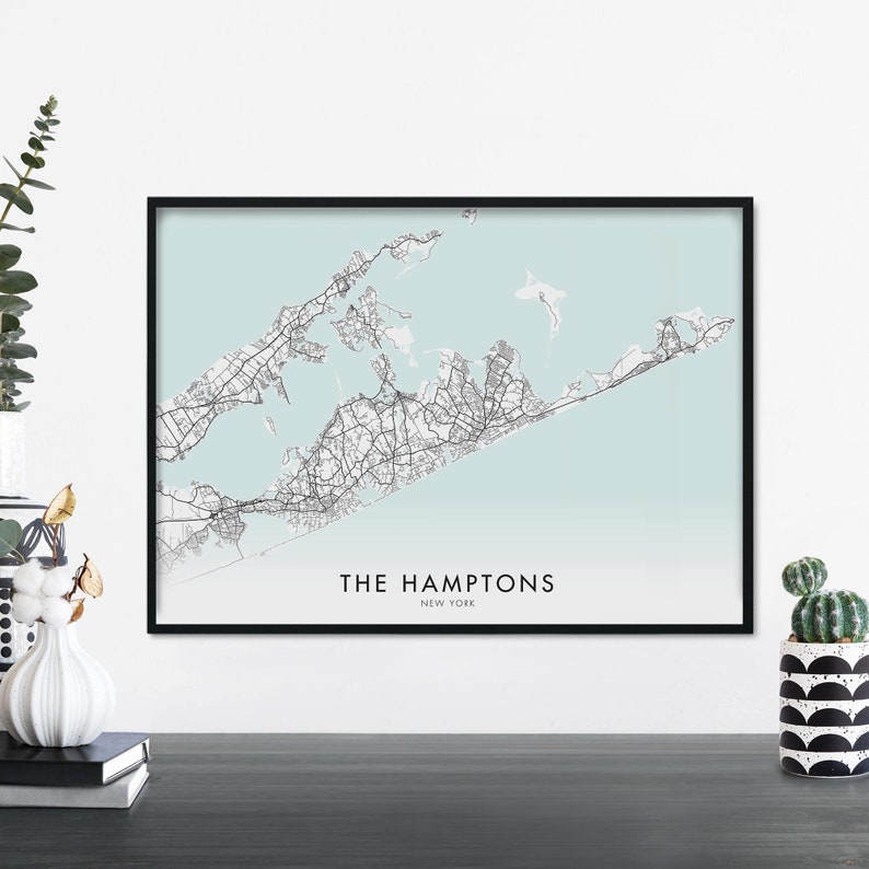The Hamptons New York Art City Map Print Wall Art A4 A3 A2 - Etsy