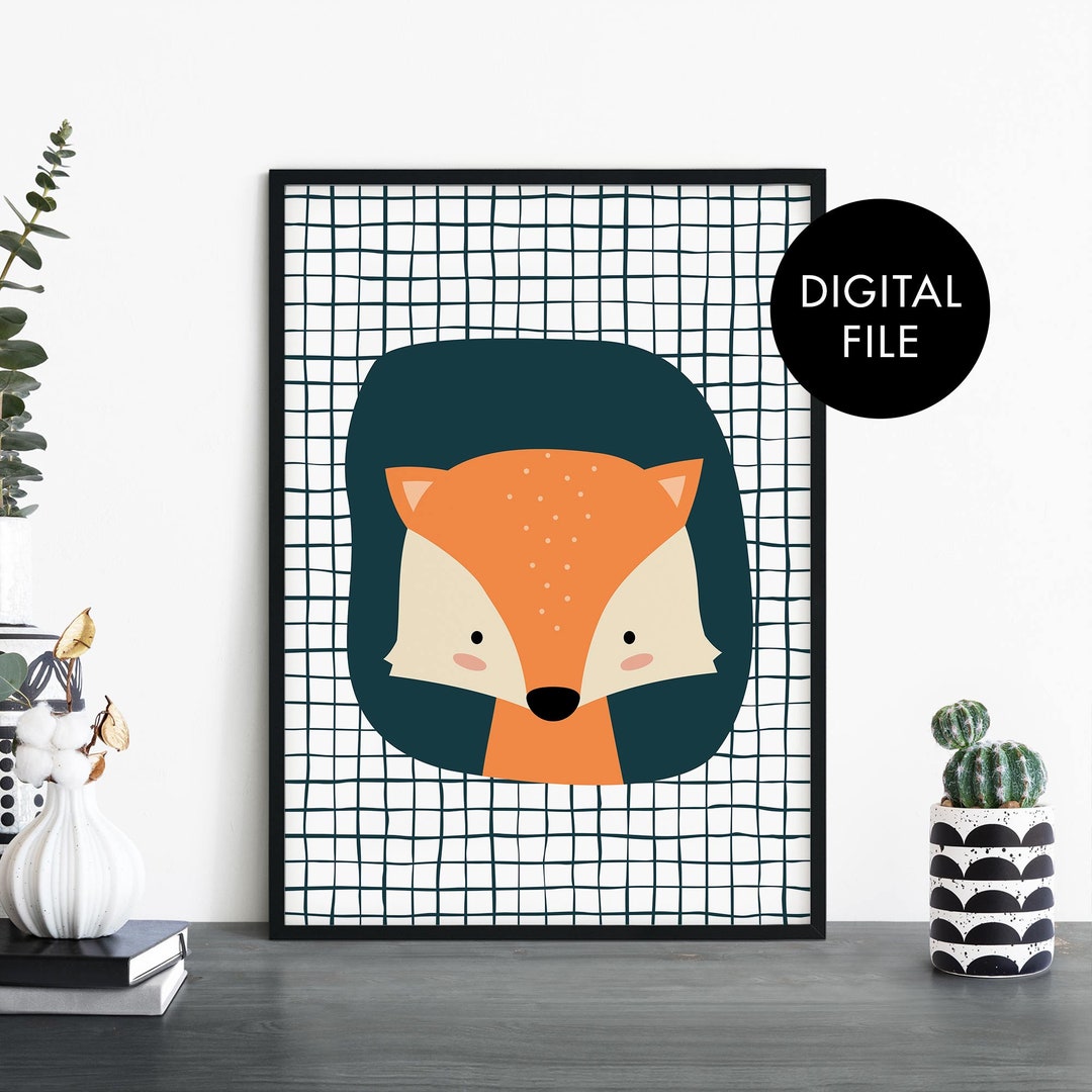 Fox Poster Print Wall Art | Childrens Kids Boys Girls Nursery Bedroom ...