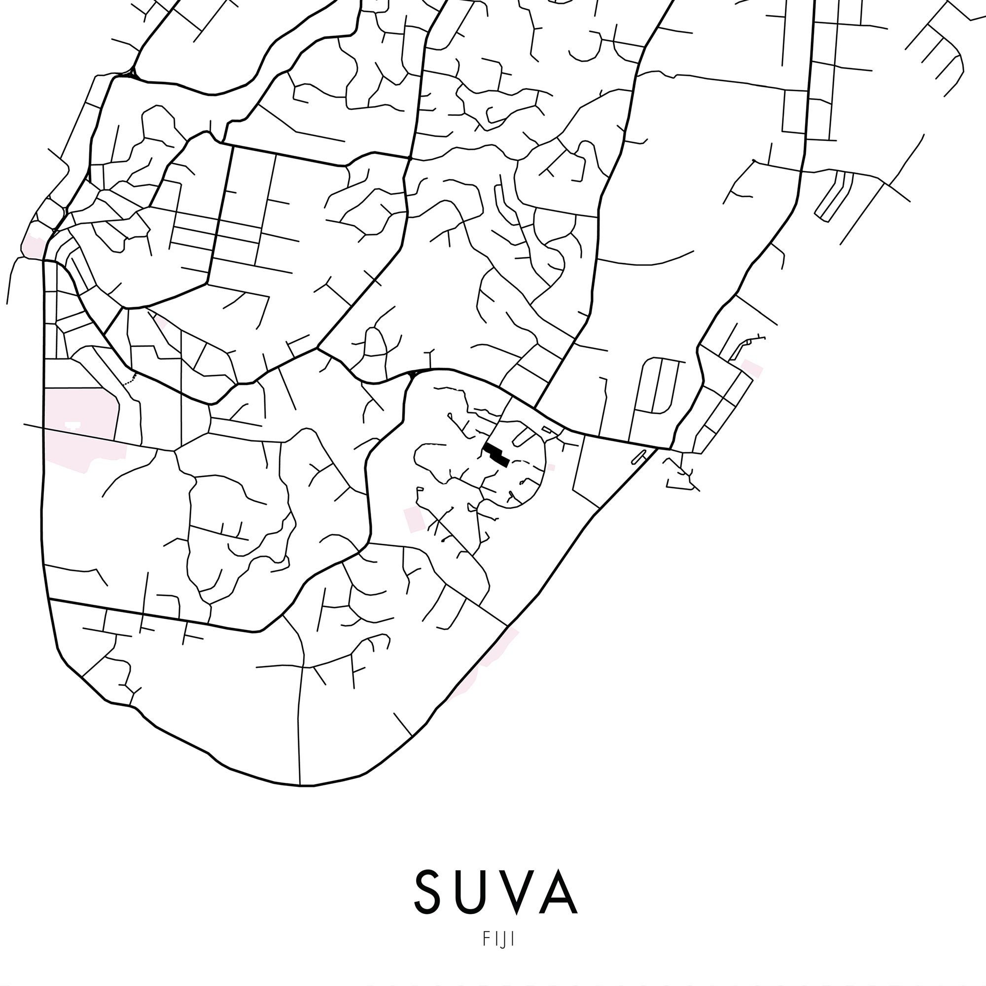 Suva Fiji City Art Map Print Wall Art A4 A3 A2 | Etsy